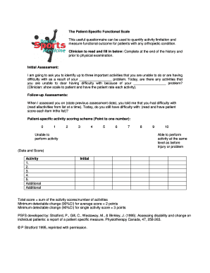 Fillable Online The Patient-Specific Functional Scale This useful ...