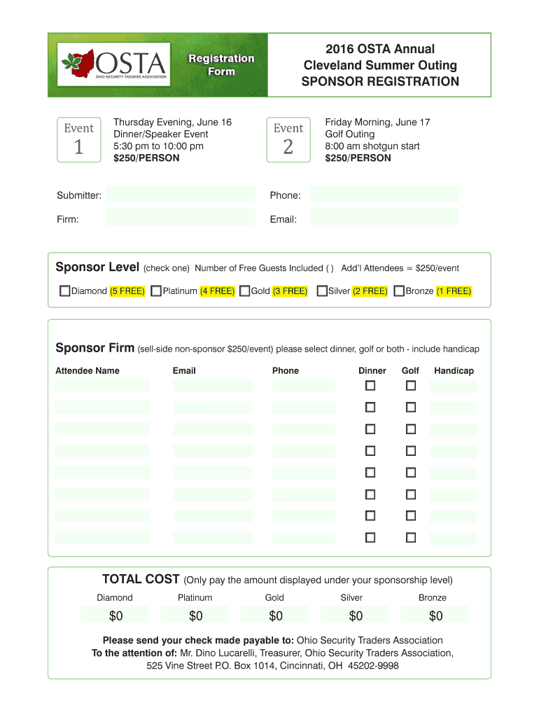 Fillable Online ohiosta Friday Morning, June 17 Dinner/Speaker Event 1 2initiator ... Fax Email ...