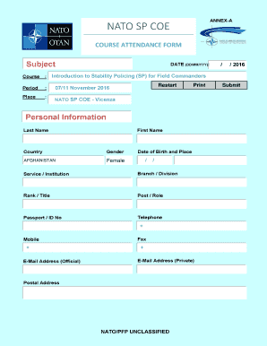 Fillable Online nspcoe NATO SP COE Fax Email Print - pdfFiller