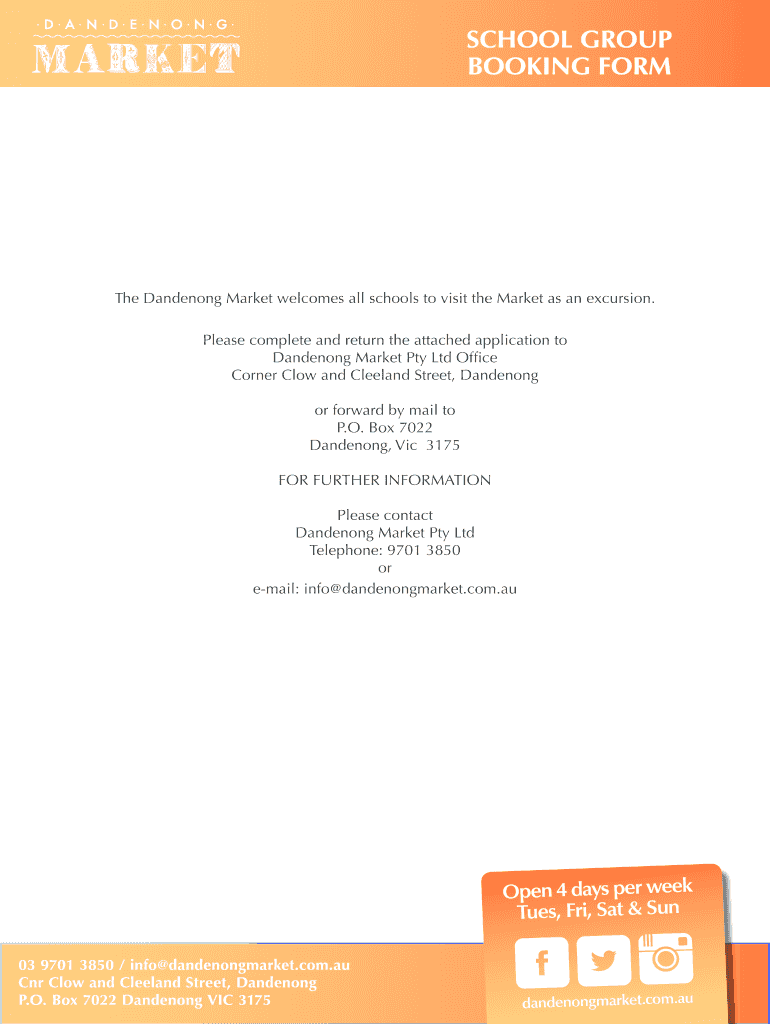 Fillable Online School group booking form template ...