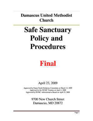 Fillable Online Safe Sanctuary Policy and Procedures Fax Email Print - pdfFiller