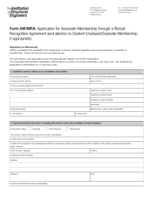Fillable Online Form AM/MRA: Application for Associate-Membership ...