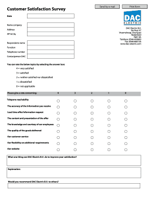 Fillable Online Customer Satisfaction Survey - DAC Electric Fax Email ...