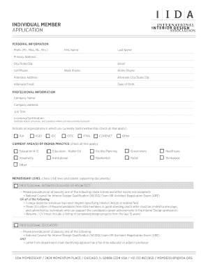 Fillable Online members iida INDIVIDUAL MEMBER APPLICATION - IIDA Fax ...