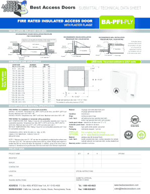 Fillable Online WITH PlASTERFlANGE - Best Access Doors Fax Email Print - pdfFiller
