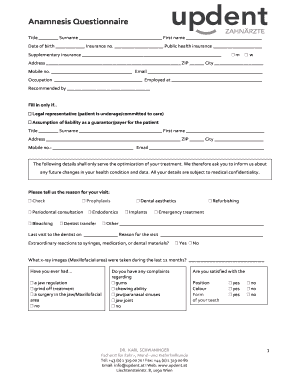 Fillable Online updent Anamnesis Questionnaire Fax Email Print - pdfFiller