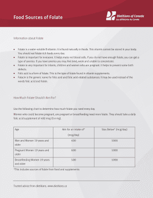 Fillable Online Food Sources of Folate Fax Email Print - pdfFiller