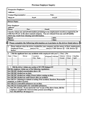 Fillable Online colorado Previous Employer Inquiry Fax Email Print ...