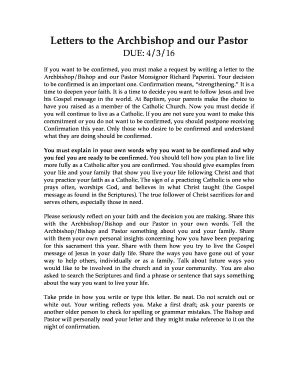 Fillable Online Letters to the Archbishop and our Pastor Fax Email ...