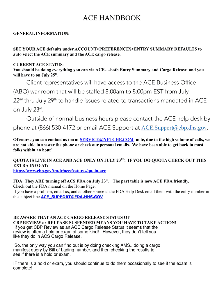 Fillable Online ACE HANDBOOK Fax Email Print - pdfFiller