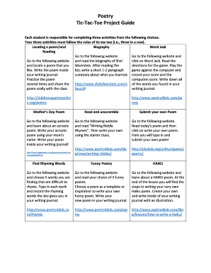Fillable Online Tic-Tac-Toe Project Guide Fax Email Print - pdfFiller