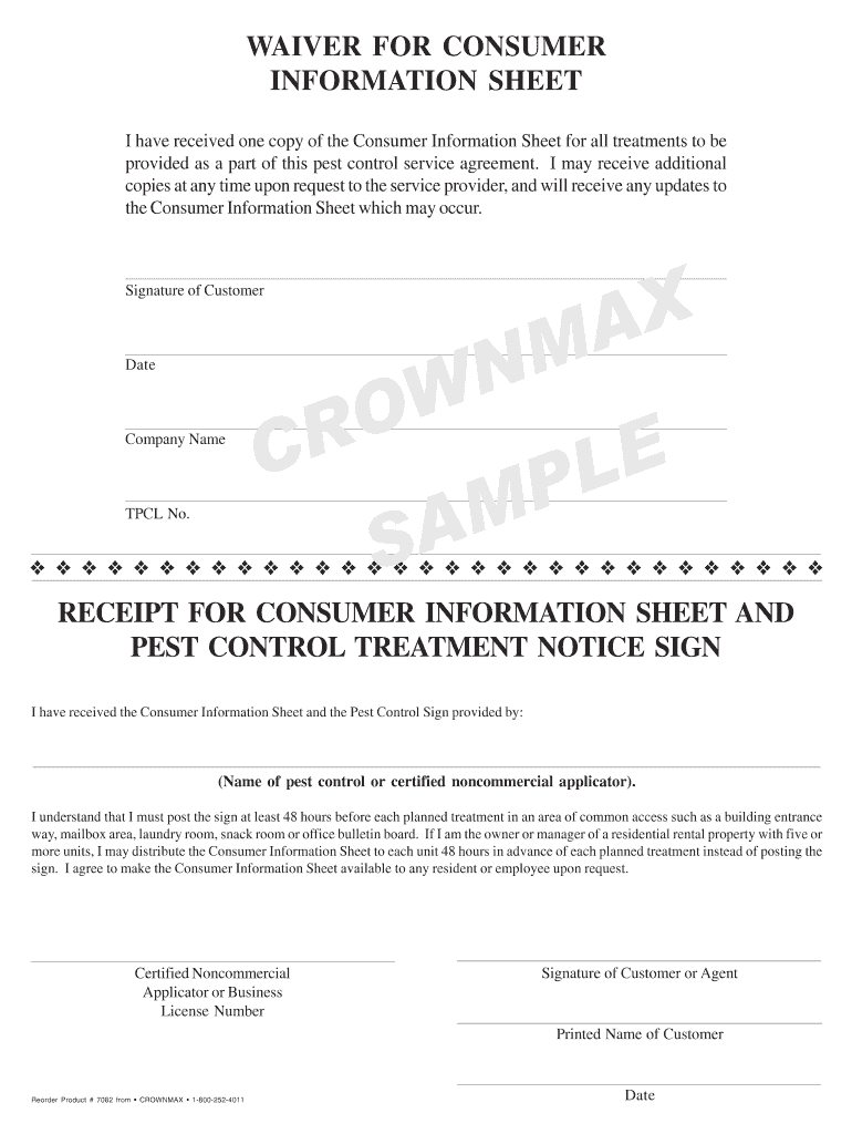 Fillable Online WAIVER FOR CONSUMER Fax Email Print - pdfFiller