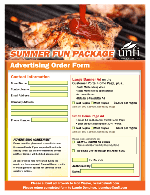 Fillable Online SUMMER FUN PACKAGE Fax Email Print - pdfFiller