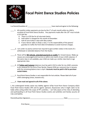 Fillable Online Focal&Point&Dance&Studios&Policies Fax Email Print ...
