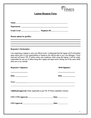 Fillable Online Laptop Request Form ...