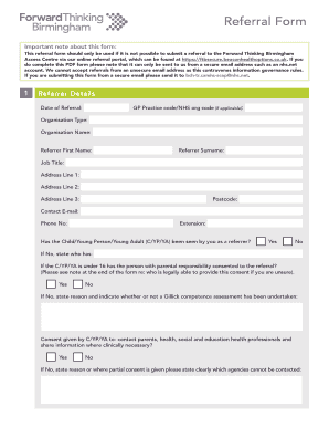 Fillable Online forwardthinkingbirmingham org 1 Referrer Details ...