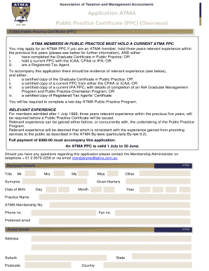Fillable Online Application ATMA Public Practice Certificate (PPC ...