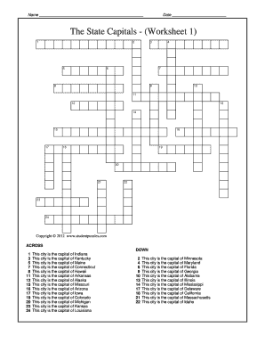 State Capitol Worksheets