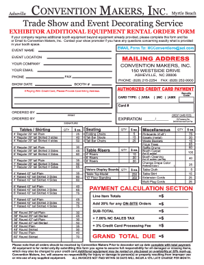 Fillable Online CONVENTION MAKERS, INC Myrtle Beach Trade Show and... Fax Email Print - pdfFiller