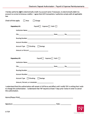 Fillable Online Electronic Deposit Authorization: Payroll & Expense ...