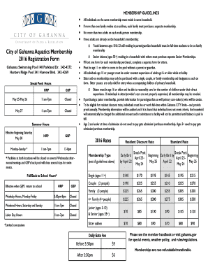 Fillable Online gahanna MEMBERSHIP GUIDELINES City of Gahanna Aquatics ...
