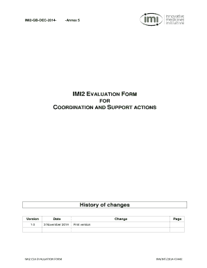 Fillable Online imi europa IMI2 Evaluation form for coordination and support actions ... - imi ...