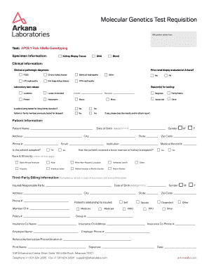 Fillable Online Molecular Genetics Test Requisition - Arkana ...