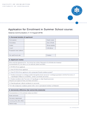 Fillable Online mcc ku Application for Enrollment in Summer School ...