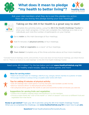 Fillable Online healthykidshub Taking on the 4th H for Health is a ...