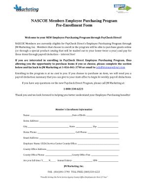 Fillable Online NASCOE Members Employee Purchasing Program Pre ...