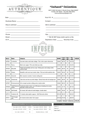 Fillable Online Infused order form - authentiquepaper.com Fax Email ...