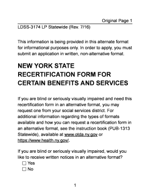 Fillable Online otda ny NEW YORK STATE RECERTIFICATION FORM FOR CERTAIN ...