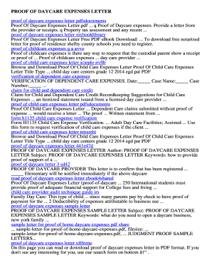Fillable Online Proof of daycare expenses letter. Download Free proof ...