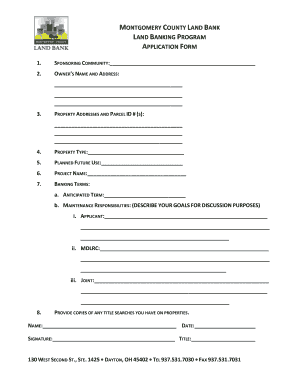 Fillable Online MONTGOMERY COUNTY LAND BANK LAND BANKING PROGRAM ...