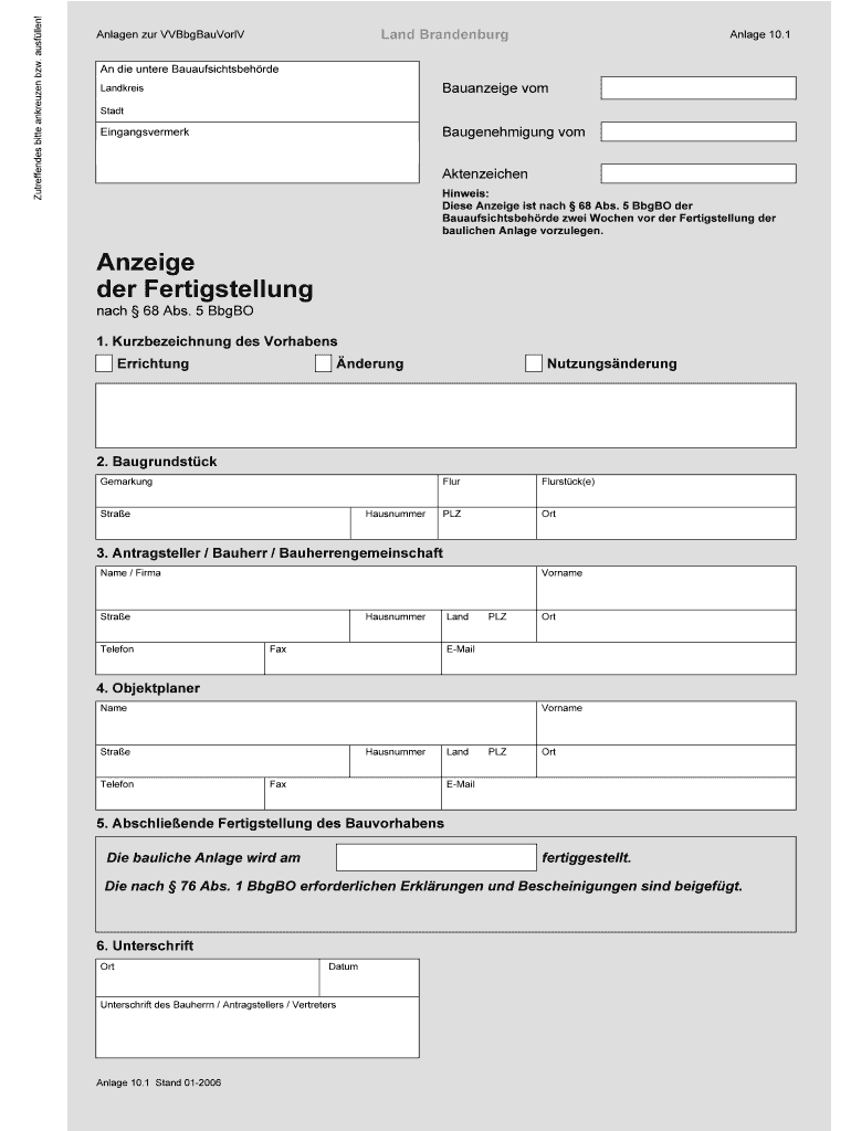Fillable Online amt-ortrand Anzeige der Fertigstellung - amt-ortrand.de ...