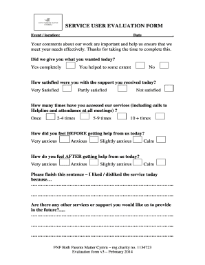 Fillable Online fnf-bpm org SERVICE USER EVALUATION FORM - fnf-bpm.org ...