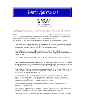 Fillable Online PRA Foster Agreement.docx Fax Email Print - pdfFiller