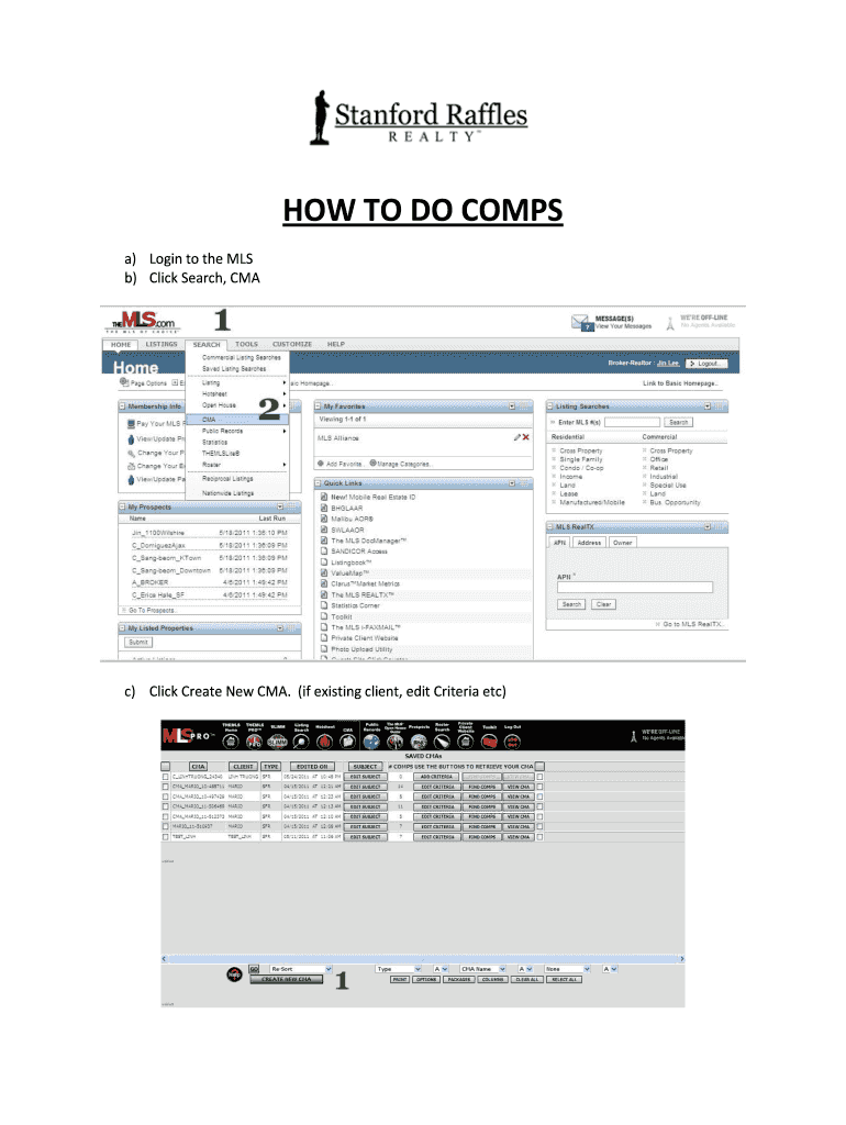 Fillable Online HOW TO DO COMPS - intranet.stanfordrafflesrealty.com Fax Email Print - pdfFiller