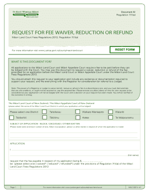 Fillable Online Request for fee waiver, reduction or refund Fax Email ...