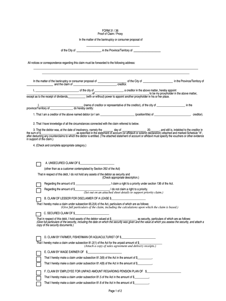 Fillable Online kelownadebthelp Proof of Claim - Kelowna.docx - kelownadebthelp Fax Email Print ...