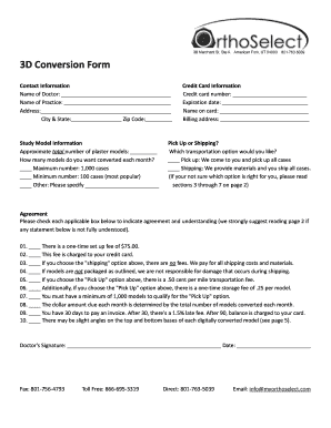 Fillable Online 3D Conversion Form - OrthoSelect Inc Fax Email Print ...
