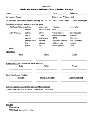 Fillable Online gracehealthmi Grace Health Medicare Annual Wellness ...