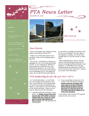 Fillable Online PTA News Letter Fax Email Print - pdfFiller