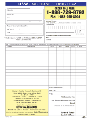 Usw Merchandise - Fill Online, Printable, Fillable, Blank | pdfFiller