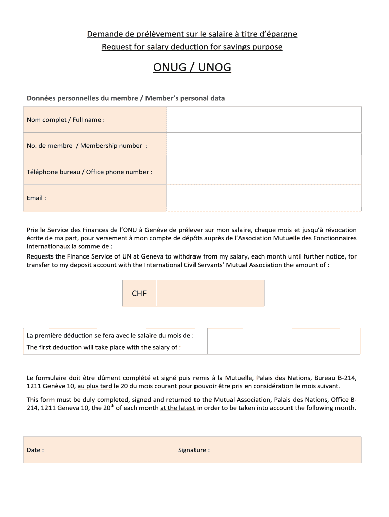 Fillable Online lamutuelle ONUG / UNOG - lamutuelle.org Fax Email Print - pdfFiller