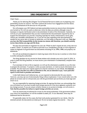 Fillable Online 1065 ENGAGEMENT LETTER Fax Email Print - pdfFiller