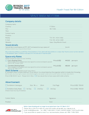 Fillable Online riyadhtravel SPACE BOOKING FORM - riyadhtravel.net Fax ...