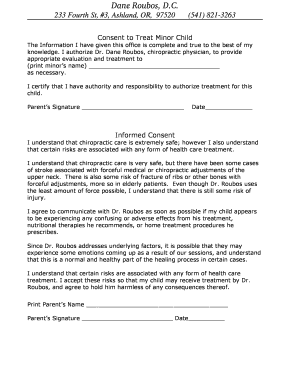 Fillable Online Consent for Minor Informed Consent - Minor Child Fax ...