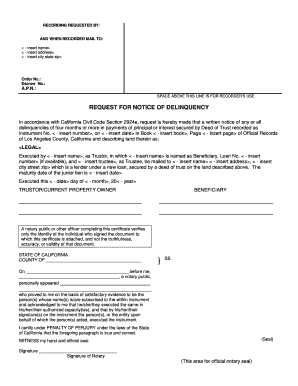 Fillable Online PV10306 Request for Notice of Delinquency Fax Email ...