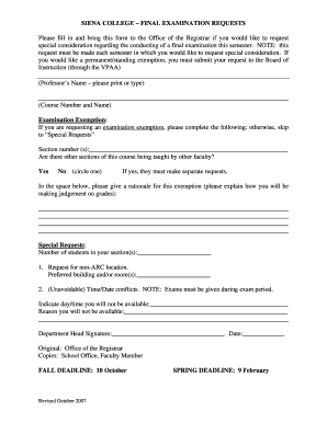 Fillable Online Final Examination Request Form.doc Fax Email Print ...